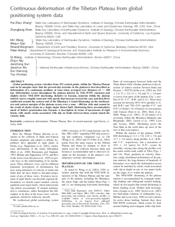 (PDF) Continuous deformation of the Tibetan Plateau from global ...