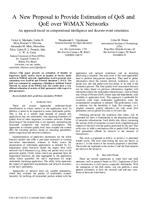 (PDF) A new proposal to provide estimation of QoS and QoE over WiMAX networks: An approach based ...
