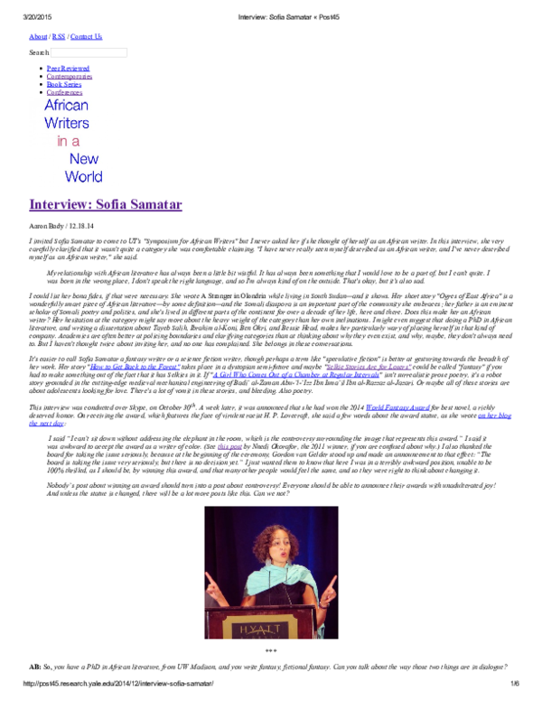 (PDF) Interview, Sofia Samatar