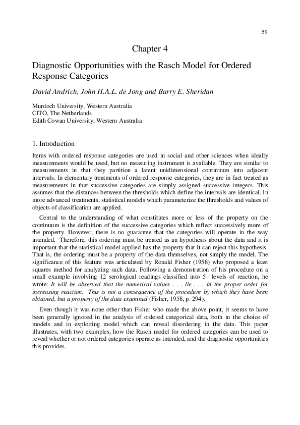 (PDF) Diagnostic Opportunities with the Rasch Model for Ordered Response Categories
