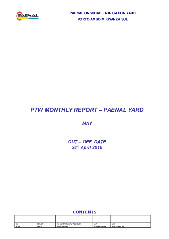 (DOC) PTW MONTHLY REPORT – PAENAL YARD