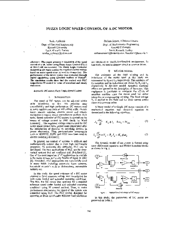 (PDF) LOGIC SPEED CONTROL OF A DC MOTOR
