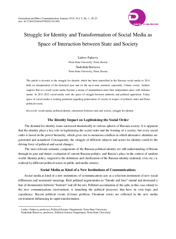 (PDF) Language, Social Media and Political Identity (Re)presentation: A ...