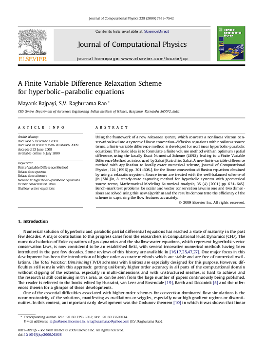 Pdf A Finite Variable Difference Relaxation Scheme For Hyperbolic