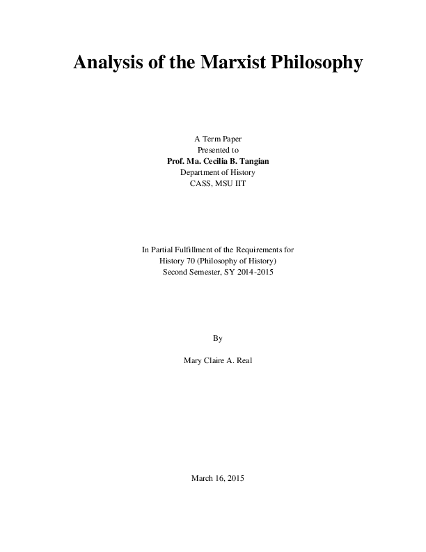 (PDF) Analysis of the Marxist Philosophy
