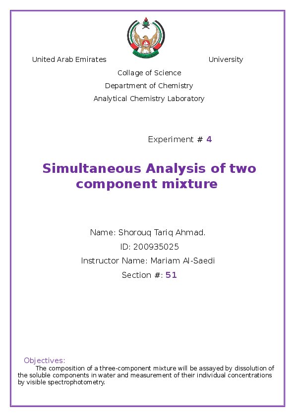 Doc Simultaneous Analysis Of Two Component Mixture