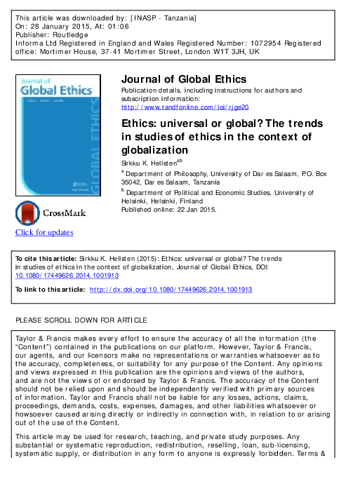 (PDF) Ethics: universal or global? The trends in studies of ethics in ...