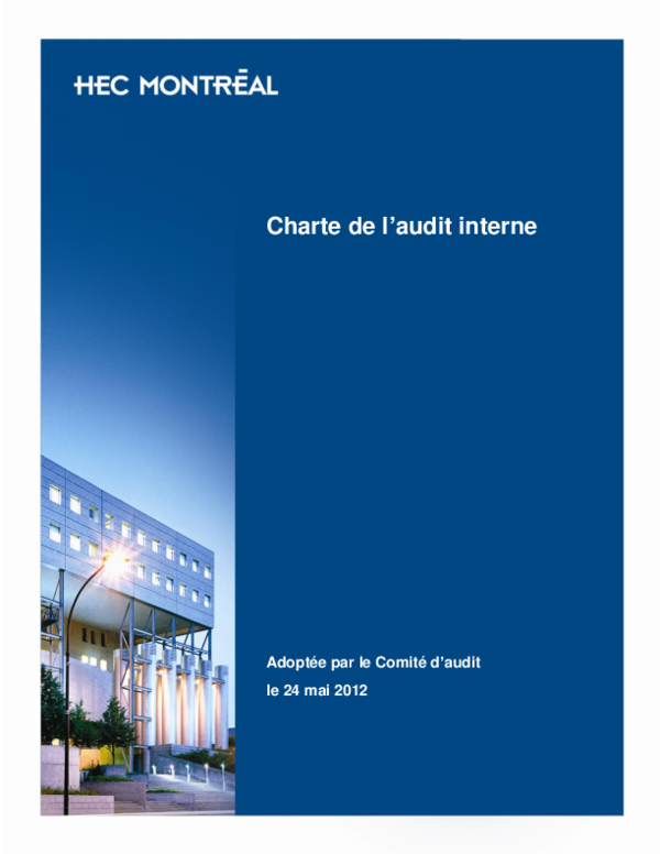 (PDF) Charte de l'audit interne Adoptée par le Comité d'audit le 24 mai 2012
