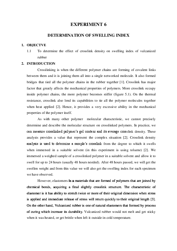 (PDF) Swelling Index Analysis of Thermoset Elastomer