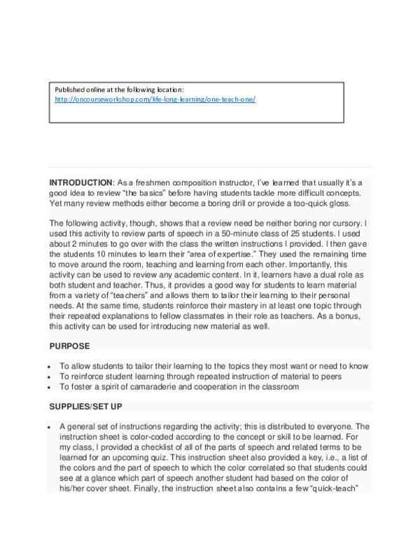 (PDF) Each One Teach One