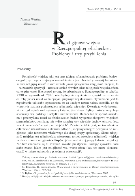 Religijność wiejska w Rzeczypospolitej szlacheckiej. Problemy i trzy przybliżenia [Rural ...