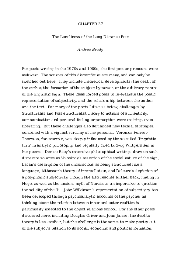 (DOC) ‘The Loneliness of the Long Distance Poet’