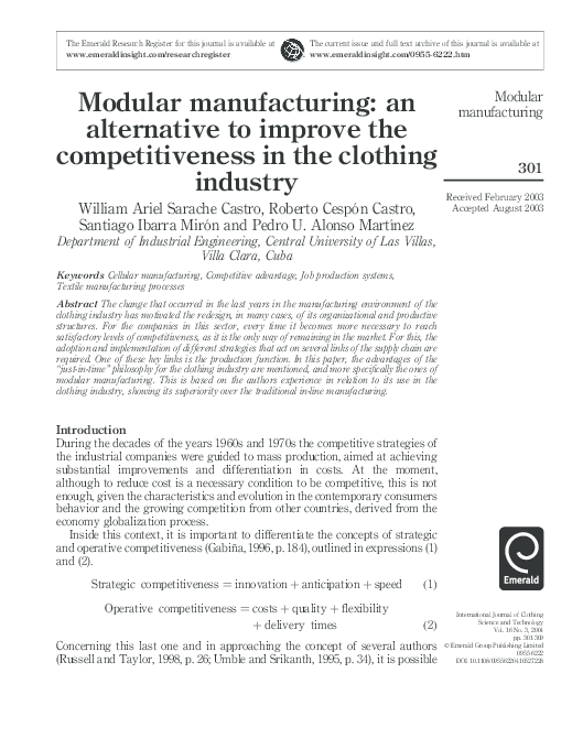 (PDF) Modular manufacturing: an alternative to improve the ...
