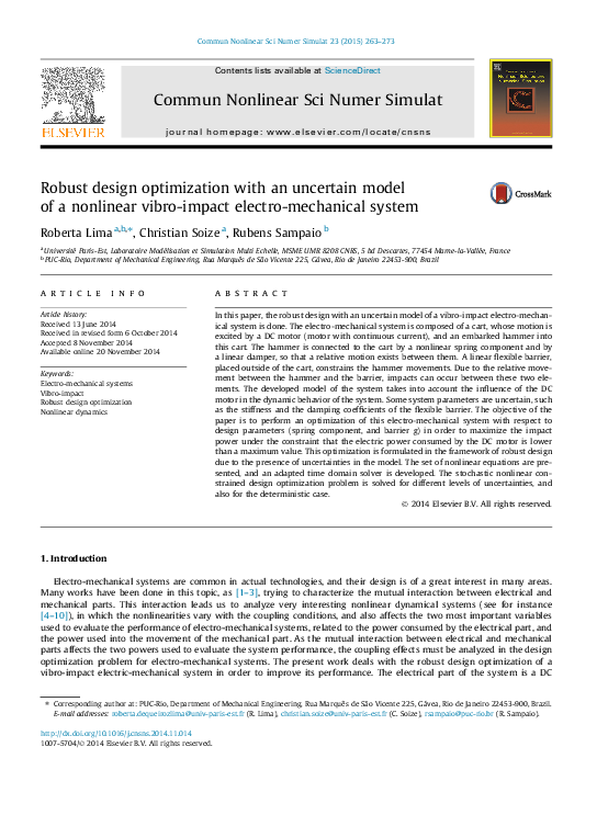 (PDF) Robust design optimization with an uncertain model of a nonlinear vibro-impact electro ...