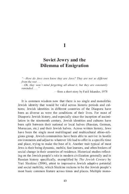 (PDF) Russian Jews on Three Continents: Identity, Integration, and Conflict