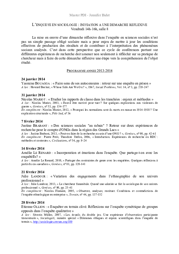 (PDF) L'enquête en sociologie : initiation à une démarche réflexive ...