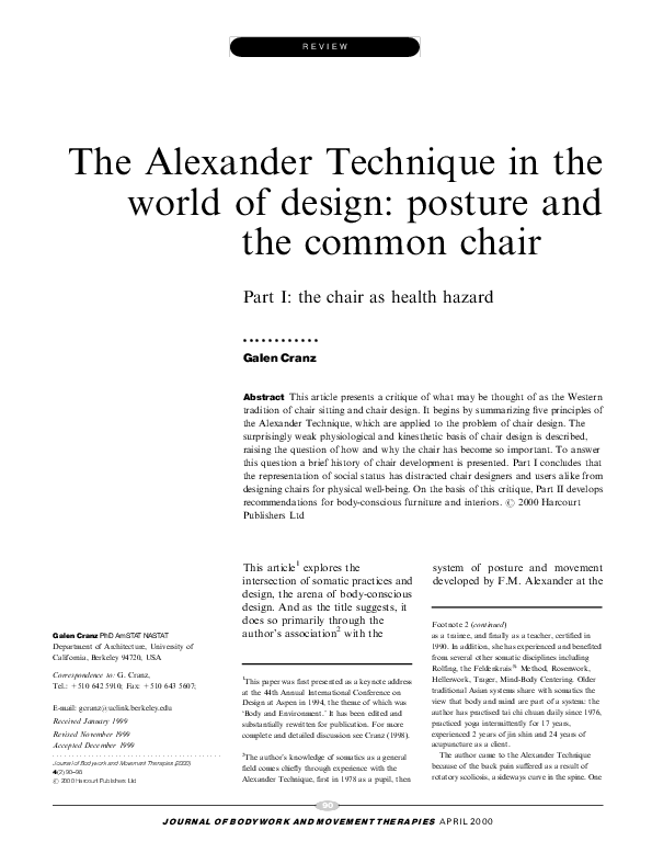 (PDF) The Alexander Technique in the world of design: posture and the ...