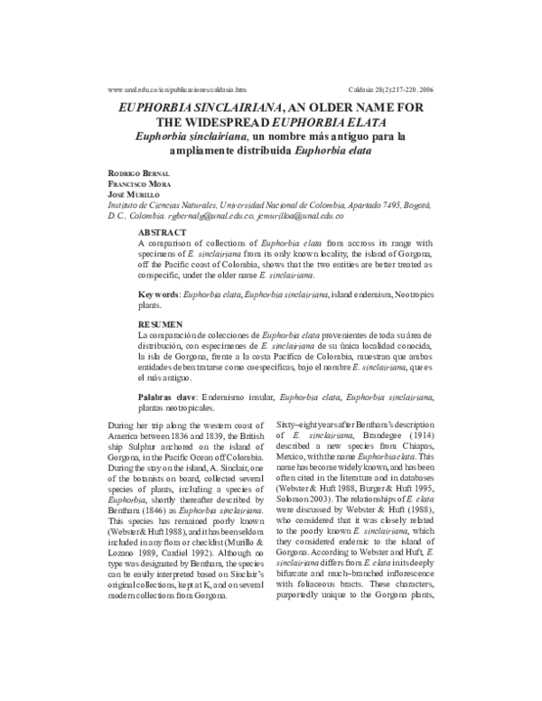 (PDF) Euphorbia sinclairiana, an older name for the widespread ...