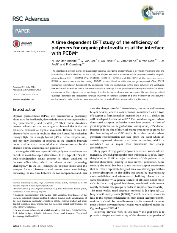 (PDF) A time dependent DFT study of the efficiency of polymers for ...