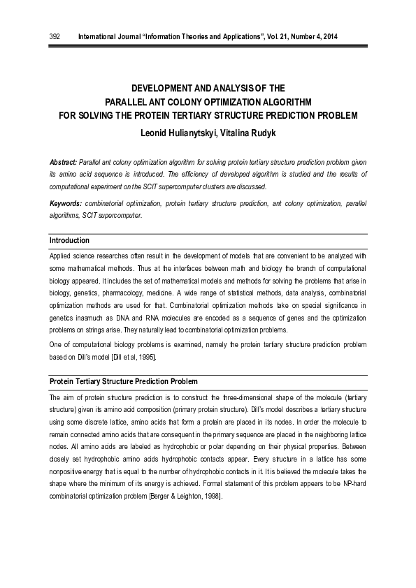 Pdf Development And Analysis Of The Parallel Ant Colony Optimization Algorithm For Solving The