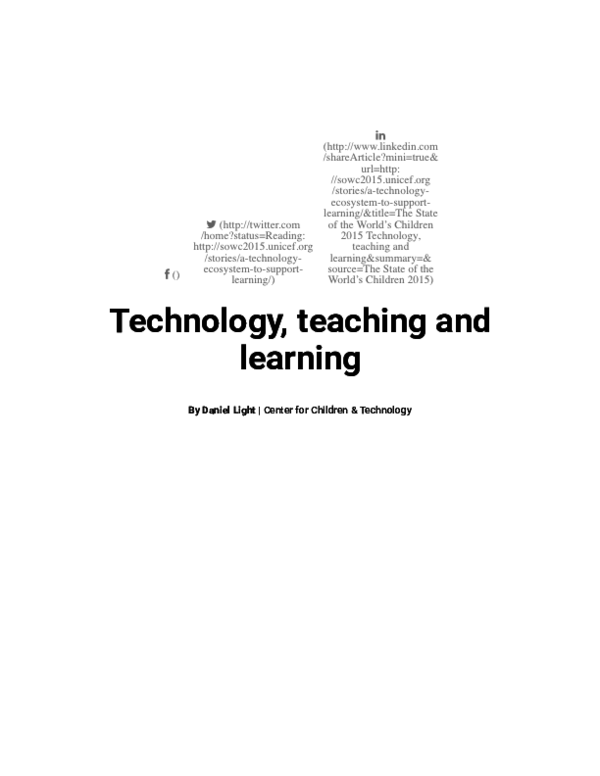 Technology, Teaching and Learning.