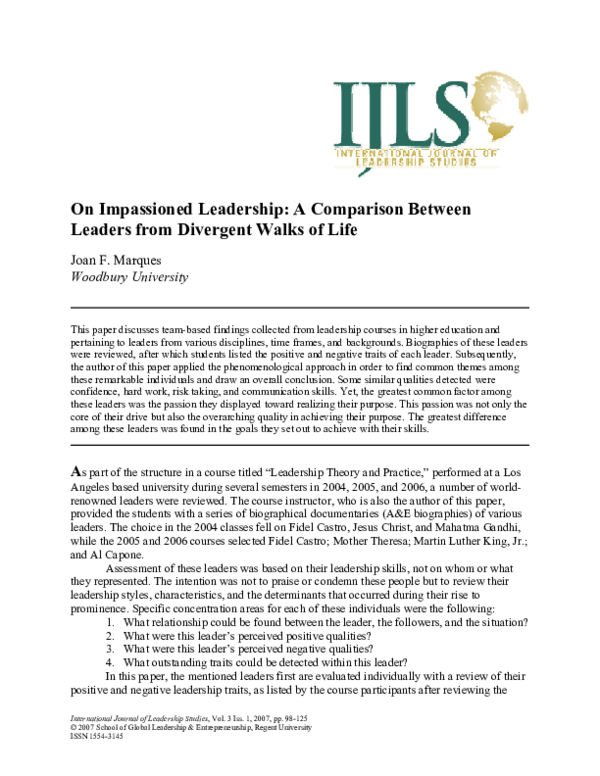 (PDF) On Impassioned Leadership