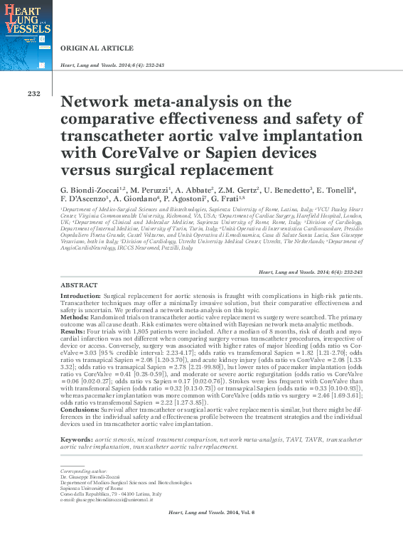 (PDF) Network meta-analysis on the comparative effectiveness and safety of transcatheter aortic ...