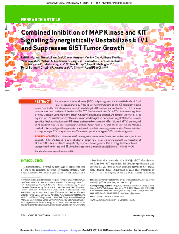 (PDF) Combined inhibition of MAP kinase and KIT signaling effectively ...