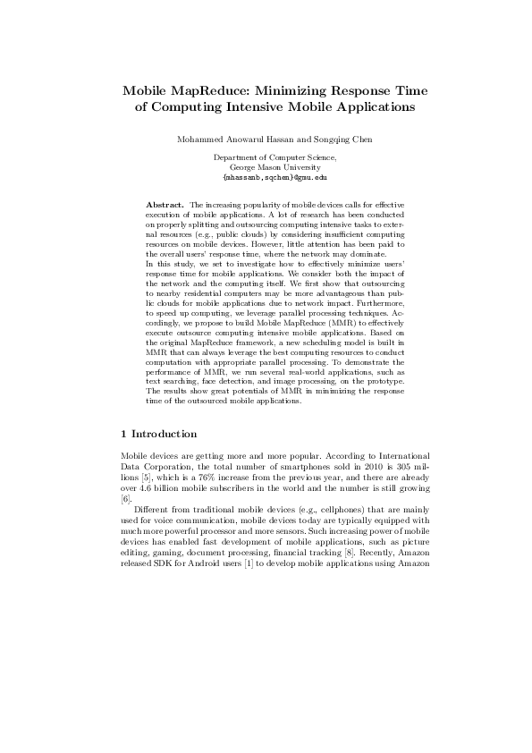 (PDF) Mobile MapReduce: Minimizing Response Time of Computing Intensive ...