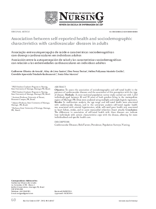 (PDF) Association between self-reported health and sociodemographic ...