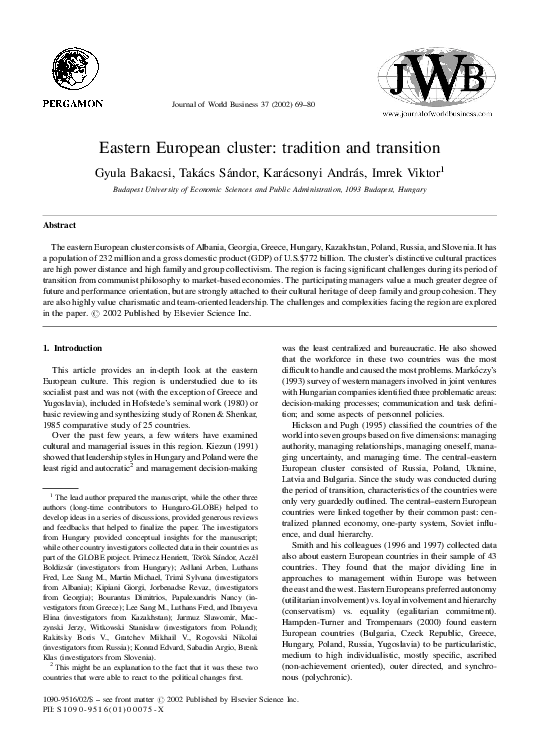 (PDF) Eastern european cluster: tradition and transition