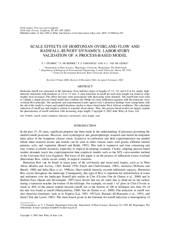(PDF) Scale effects of Hortonian overland flow and rainfall‐runoff ...