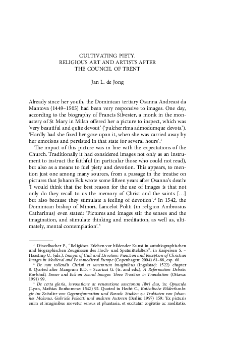 (PDF) 'Cultivating Piety. Religious Art and Artists after the Council ...