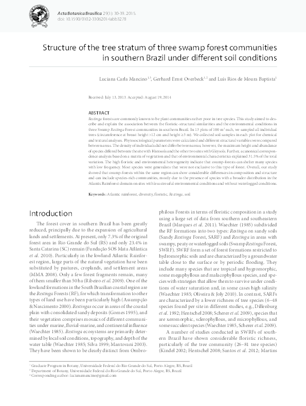 (PDF) Structure of the tree stratum of three swamp forest communities ...