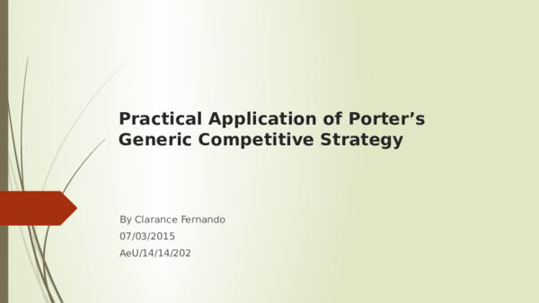 (PPT) Porter's Generic Competitive Strategy