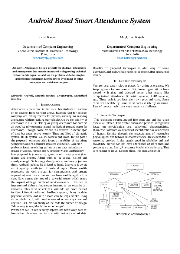 (PDF) Android Based Smart Attendance System