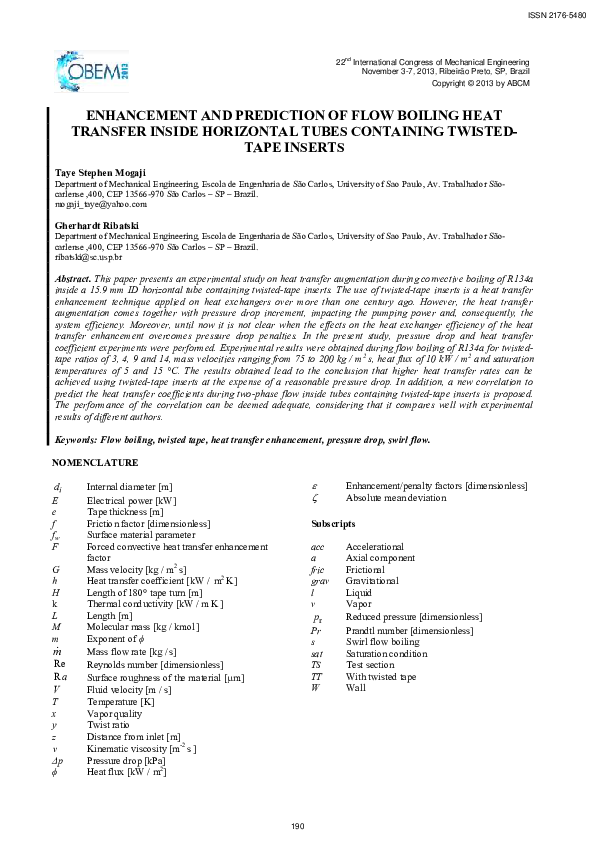 (PDF) ENHANCEMENT AND PREDICTION OF FLOW BOILING HEAT