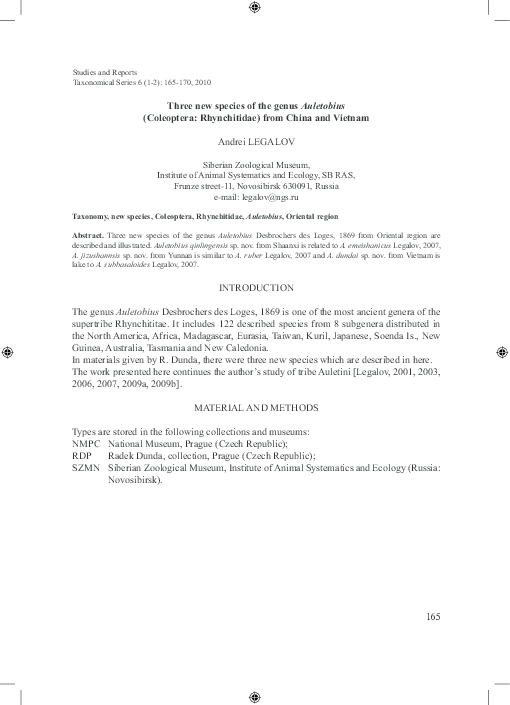 (PDF) Three new species of the genus Auletobius (Coleoptera ...