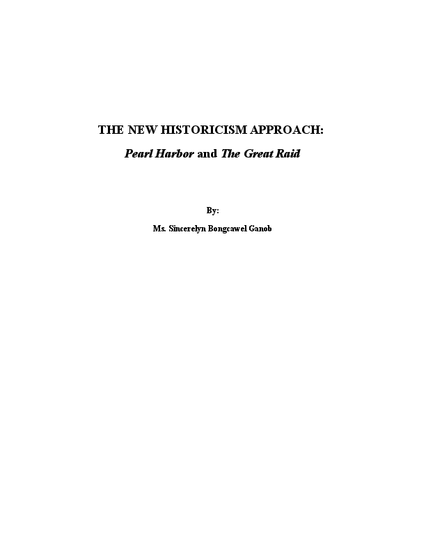 (DOC) The New Historicism Approach: Pearl Harbor and The Great Raid