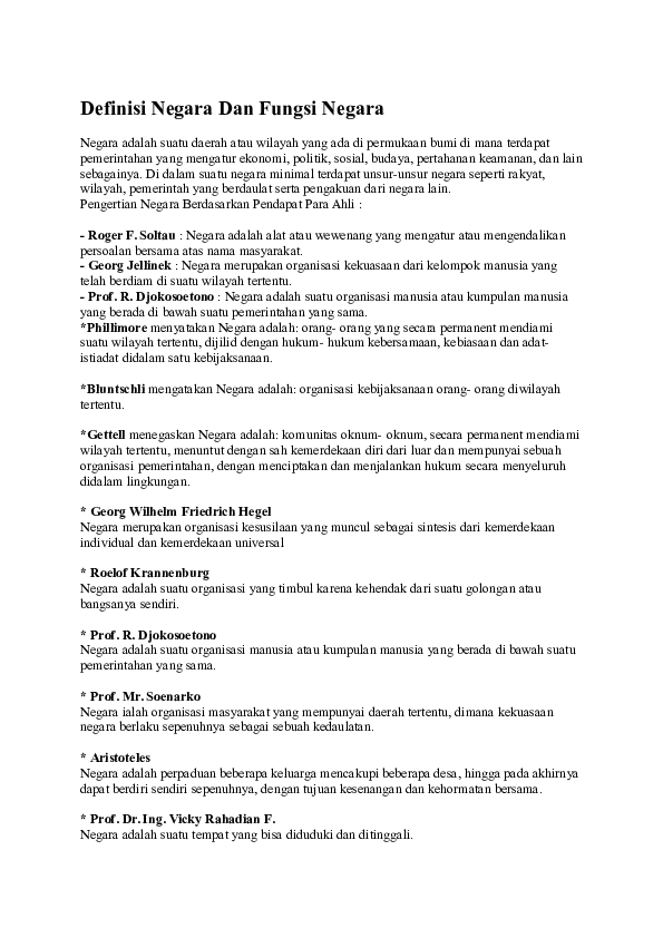 (DOC) Definisi Negara Dan Fungsi Negara