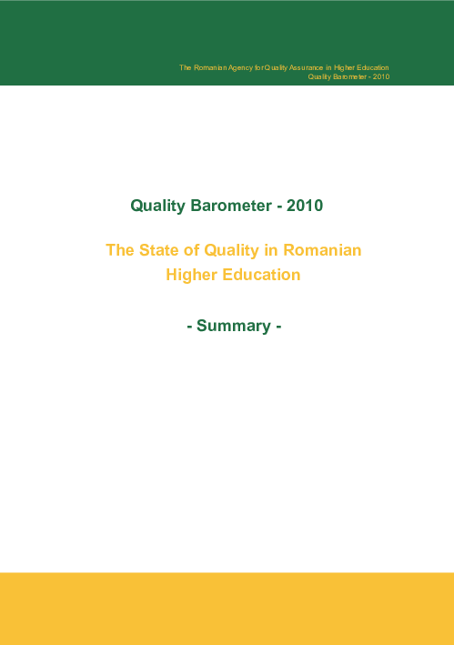 (PDF) Quality Barometer - 2010 The State of Quality in Romanian Higher ...