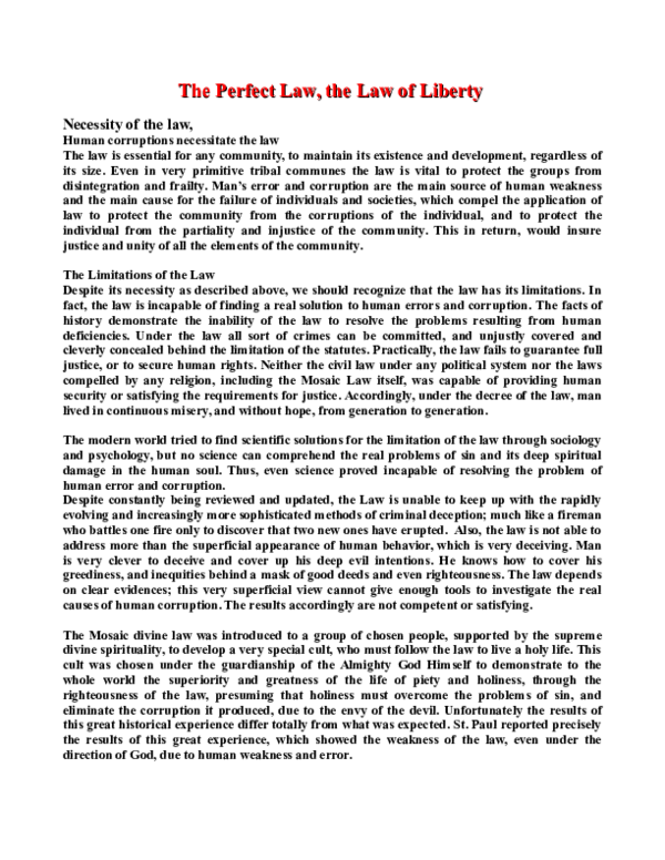 (DOC) The Perfect Law, the Law of Liberty