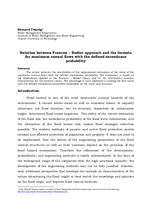 (PDF) Relation between Francou - Rodier approach and the formula for ...