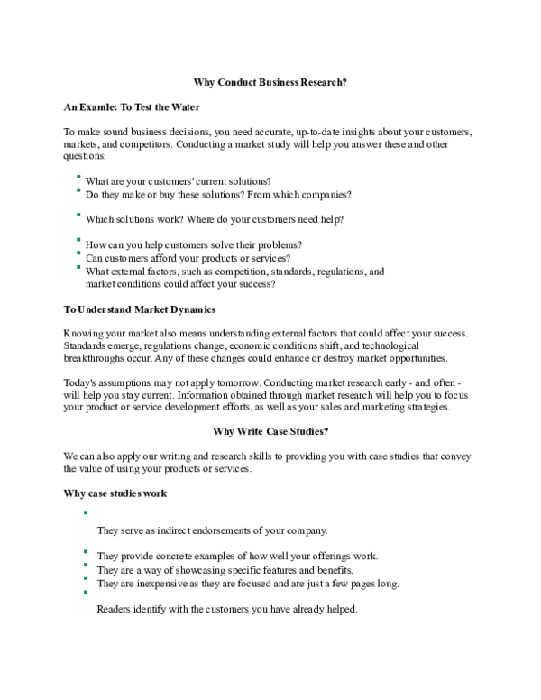 (DOC) Why Conduct Business Research