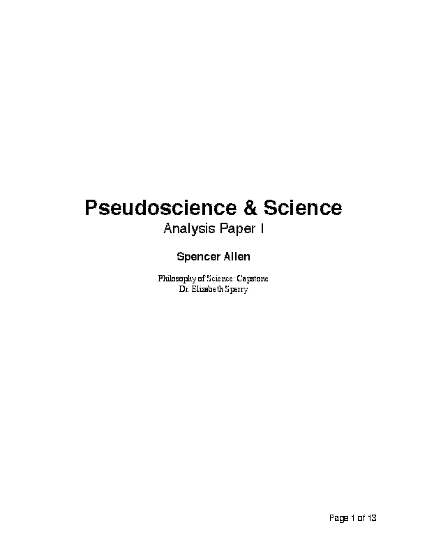 (PDF) Pseudoscience vs. Science