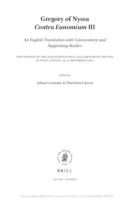 (PDF) "Oneness of Mankind and the Plural of Man in Gregory of Nyssa's ...
