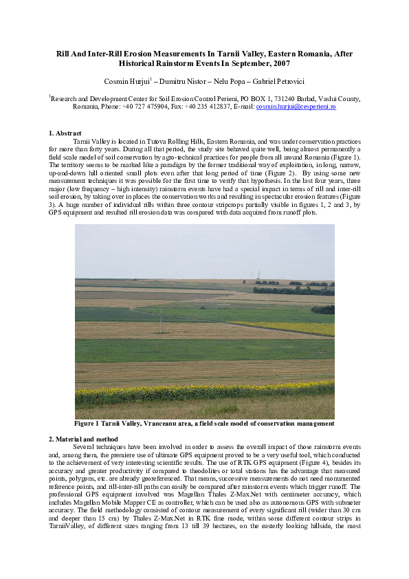 (PDF) Rill And Inter-Rill Erosion Measurements In Tarnii Valley ...