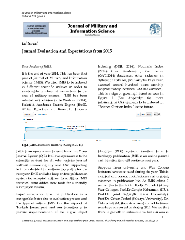 (PDF) Journal Evaluation and Expectations from 2015