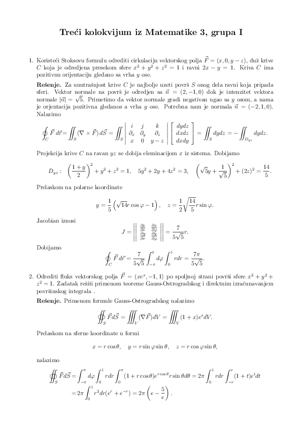 (PDF) Tre´i kolokvijum iz Matematike 3, grupa I