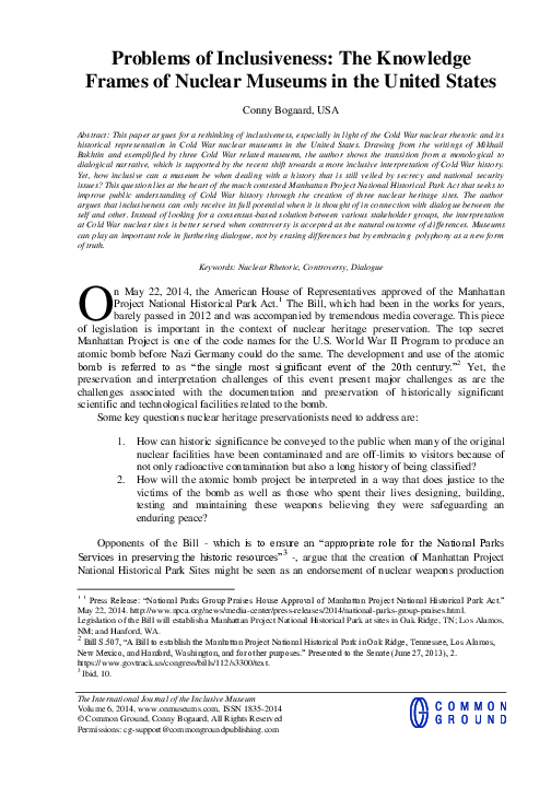 (PDF) Problems of Inclusiveness: The Knowledge Frames of Nuclear ...